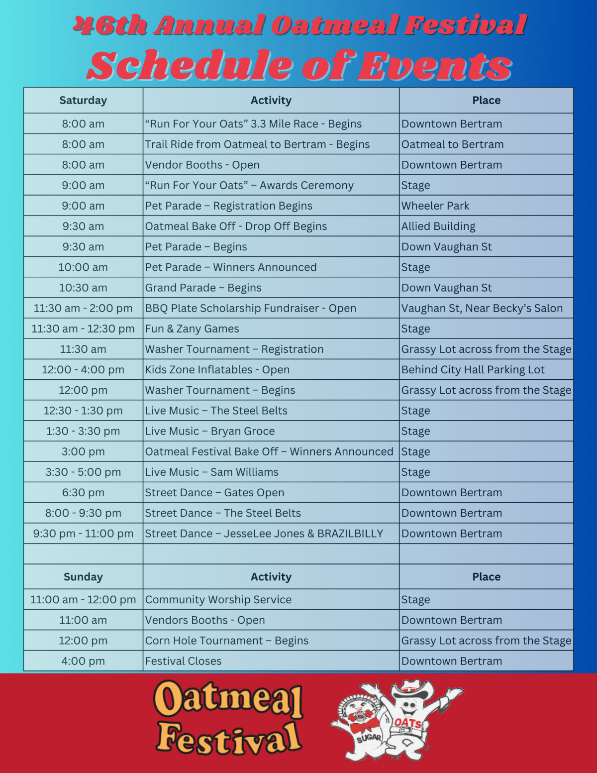 2023 Bertram Oatmeal Festival - Bertram Oatmeal Festival